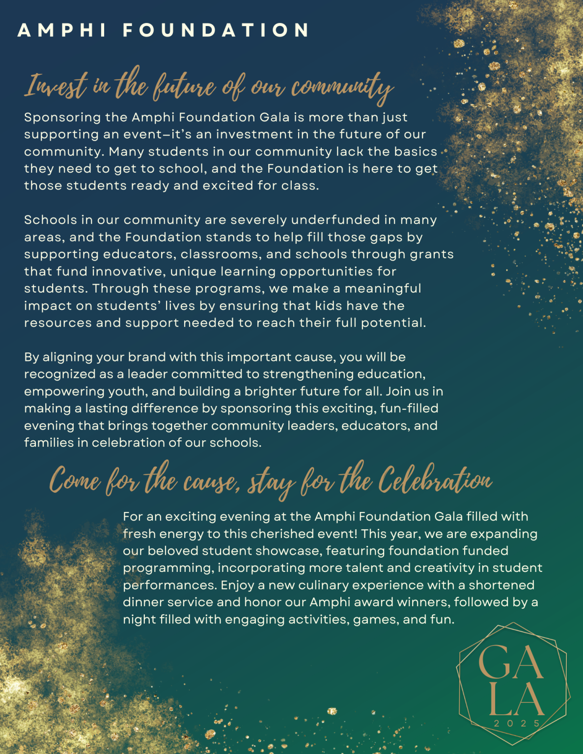 Sponsor the Gala - Amphi Foundation